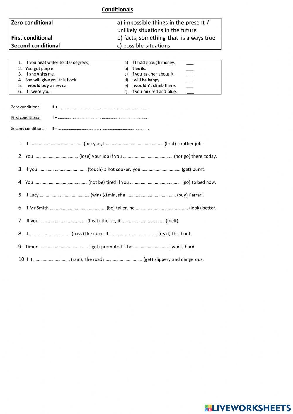 Conditionals | Free Interactive Worksheets | 6495883