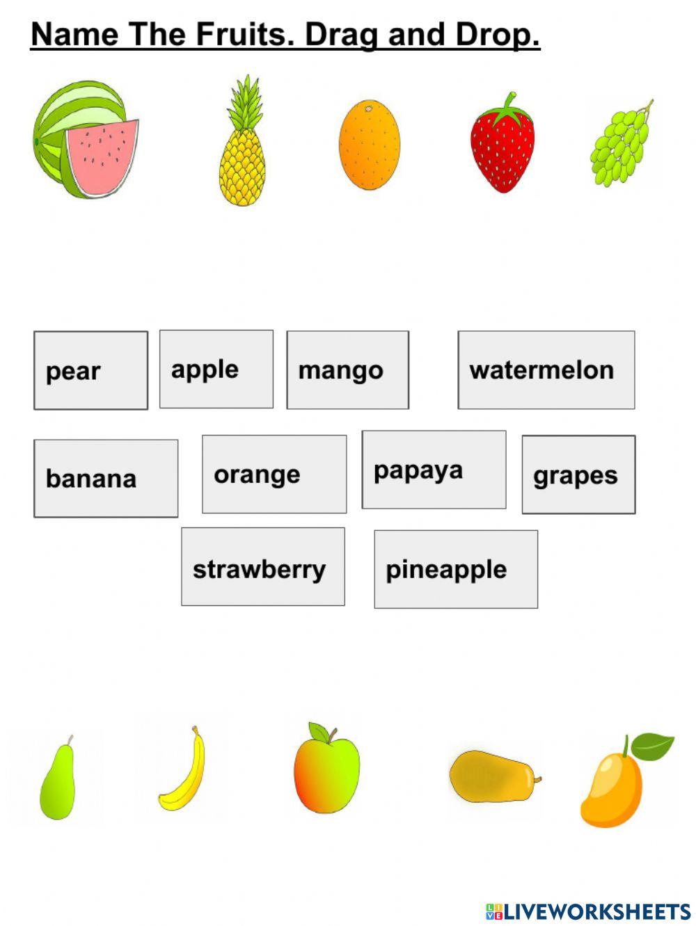 Fruits Quiz PP2 worksheet | Live Worksheets