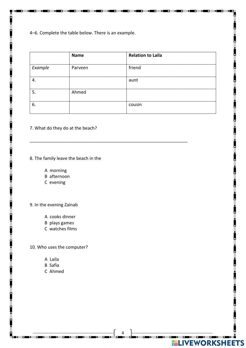 Reading assessment interactive exercise | Live Worksheets