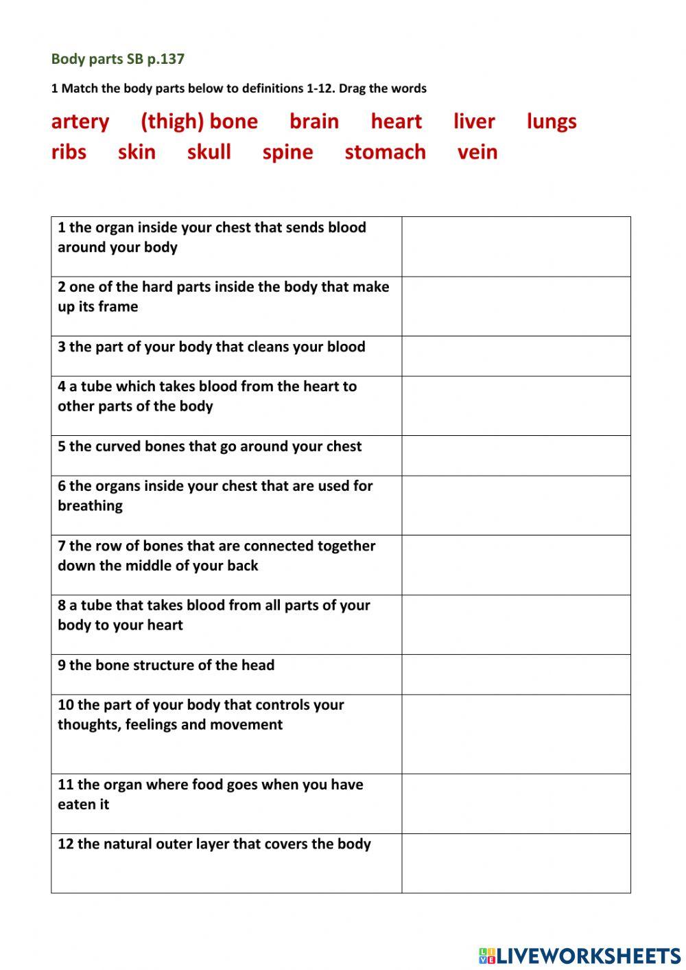 843009 | Body parts | Natiki | LiveWorksheets