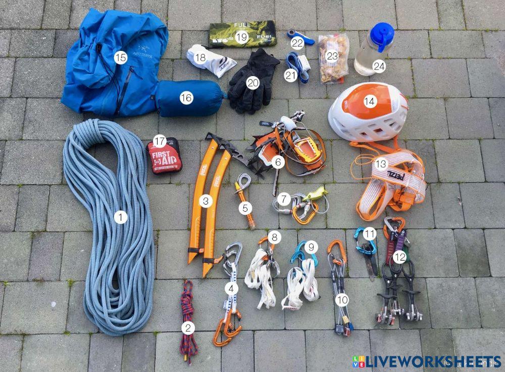 Climbing gear worksheet | Live Worksheets