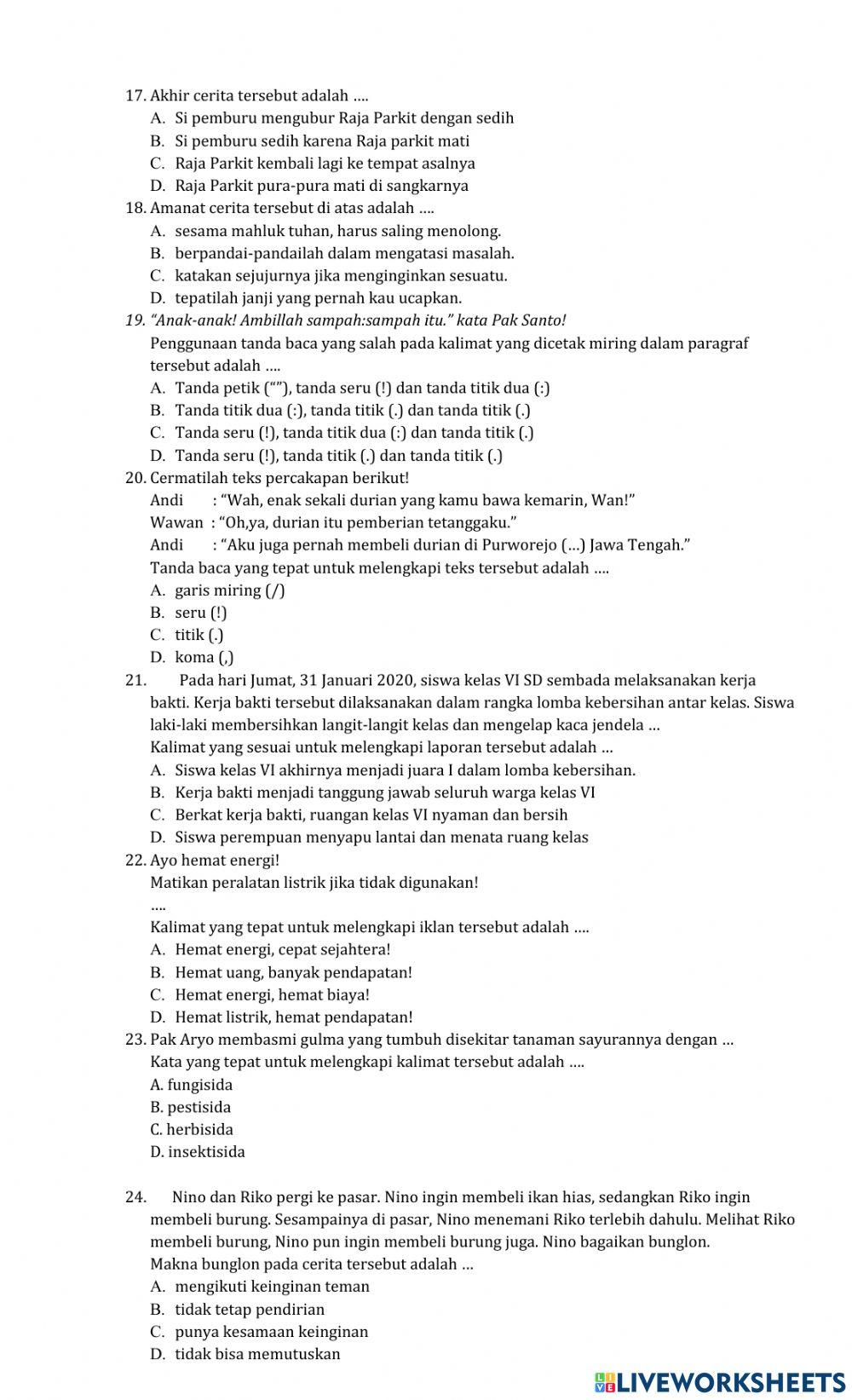 Ujian interactive activity | Live Worksheets