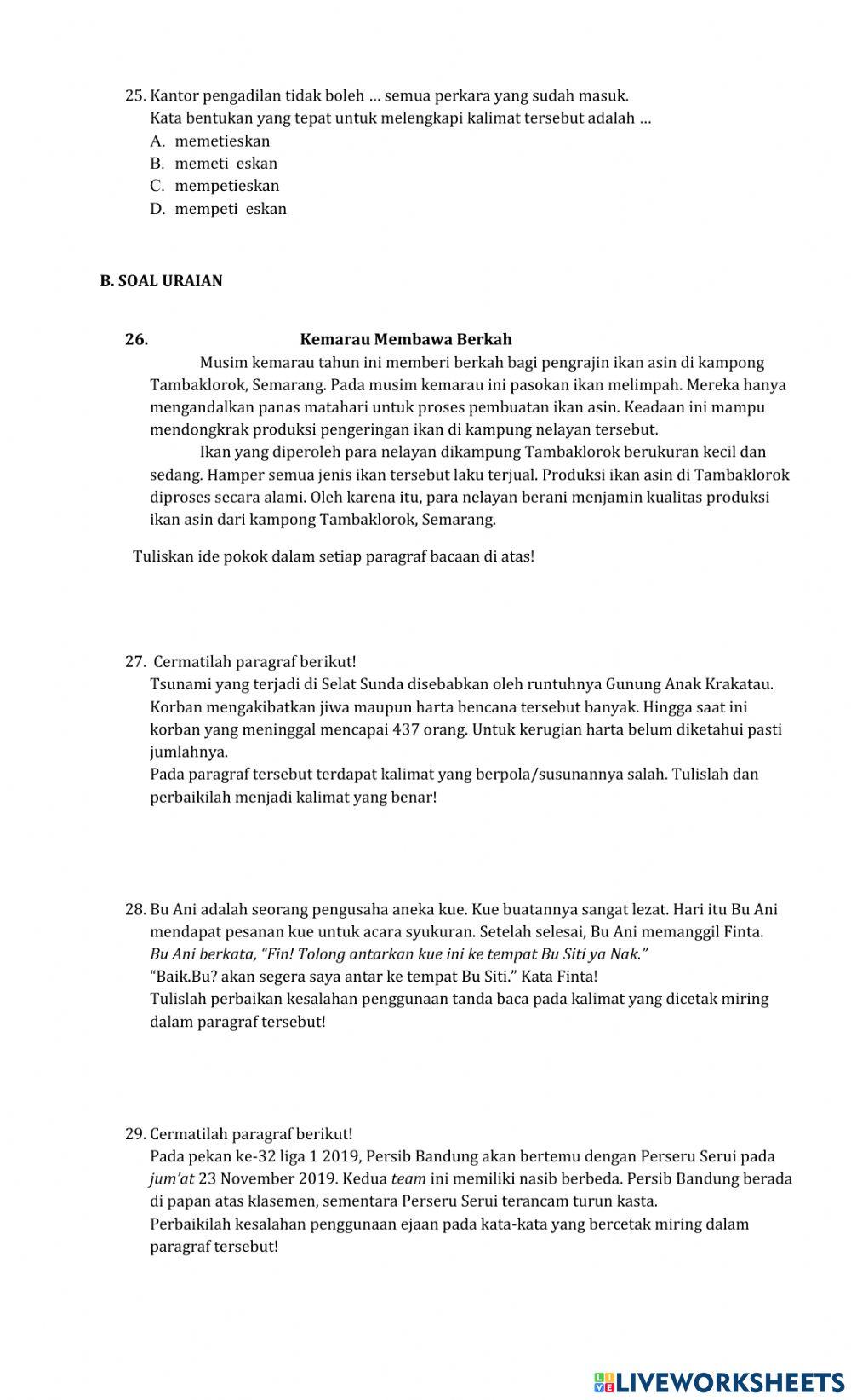 Ujian interactive activity | Live Worksheets