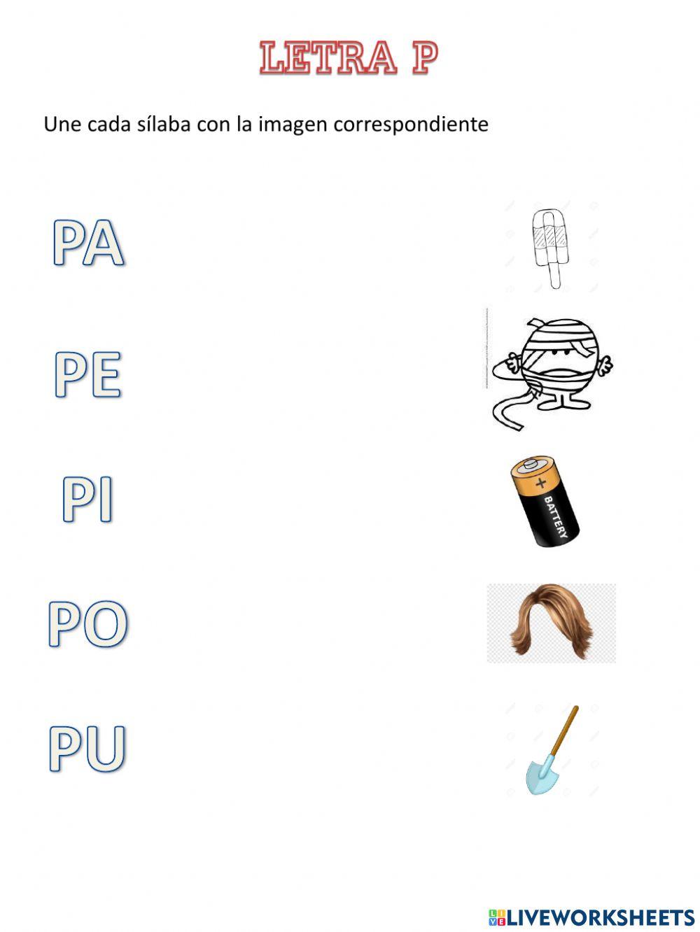 Letra p activity for 1º | Live Worksheets