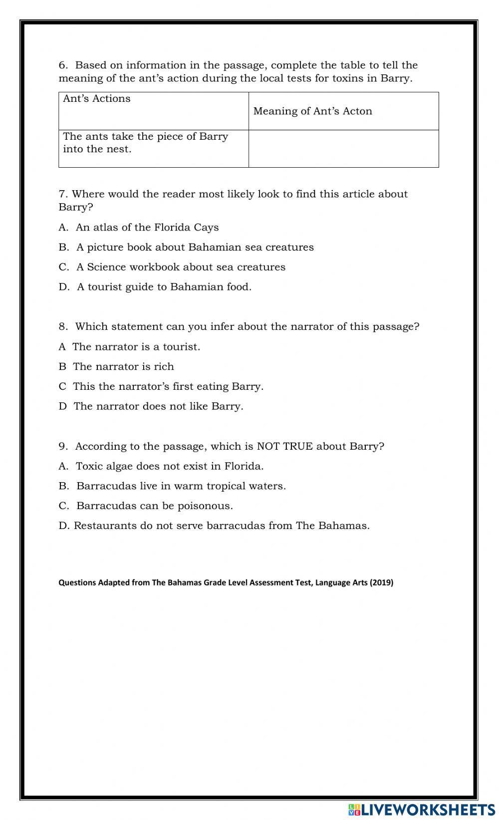 Barry 2193806 | JSJones | Live Worksheets