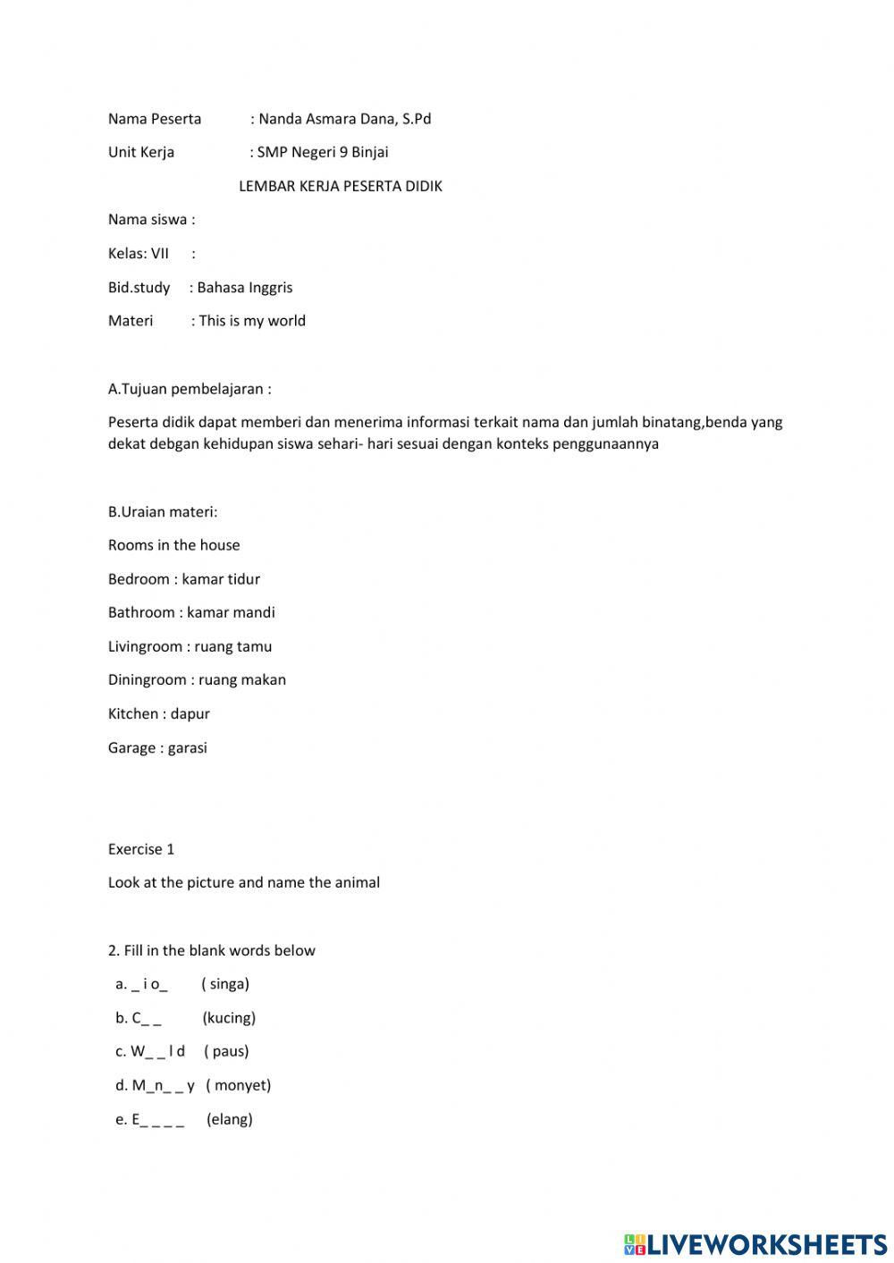 Lks it's my world worksheet | Live Worksheets