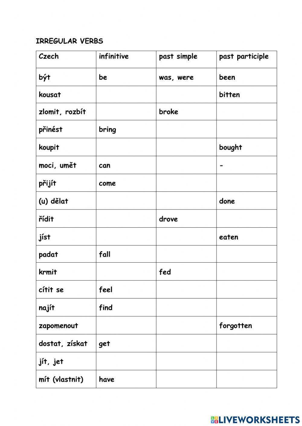Irregular verbs… | Free Interactive Worksheets | 4901668