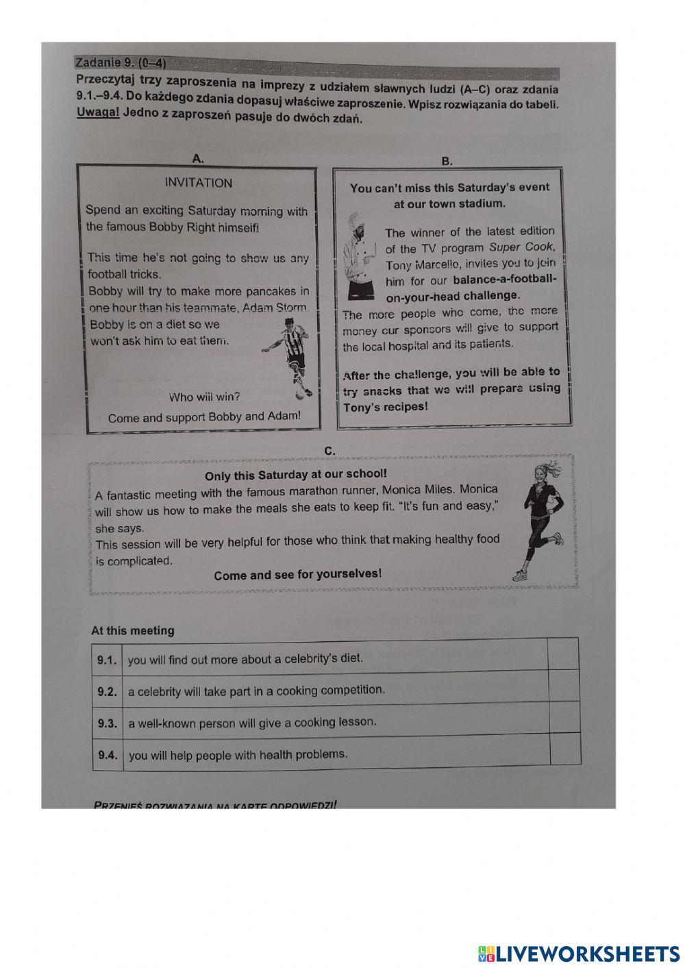 Exam reading worksheet | Live Worksheets