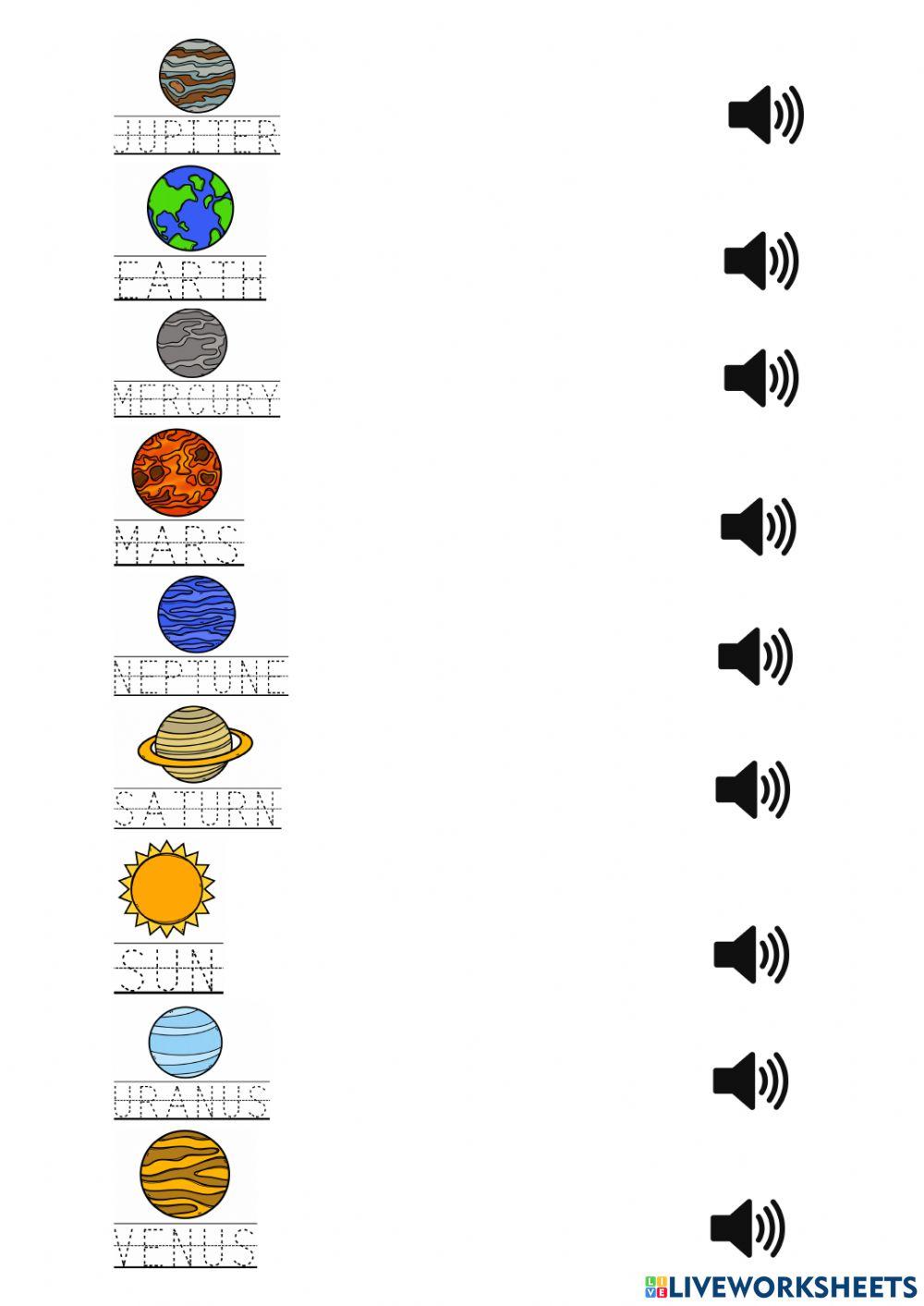 The Solar System worksheet for Infantil | Live Worksheets