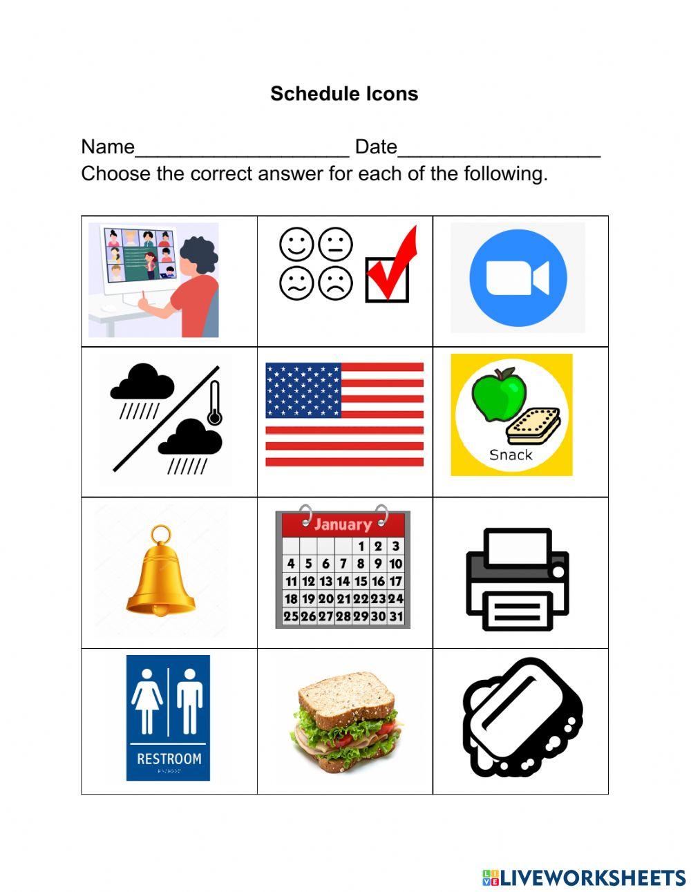 Daily Schedule online worksheet | Live Worksheets