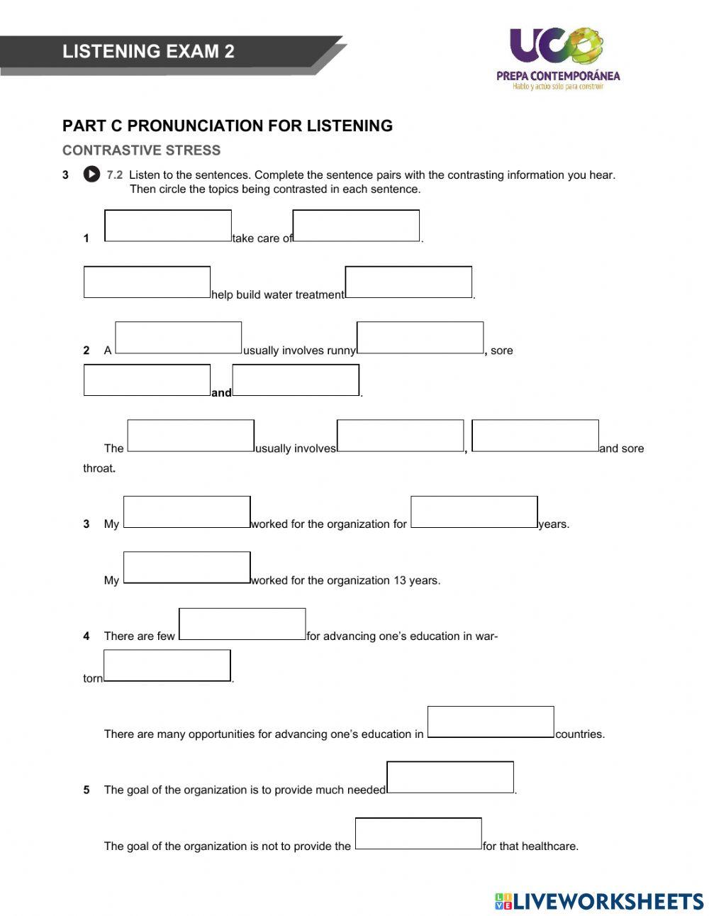 LISTENING EXAM 2 | Free Interactive Worksheets | 6497111
