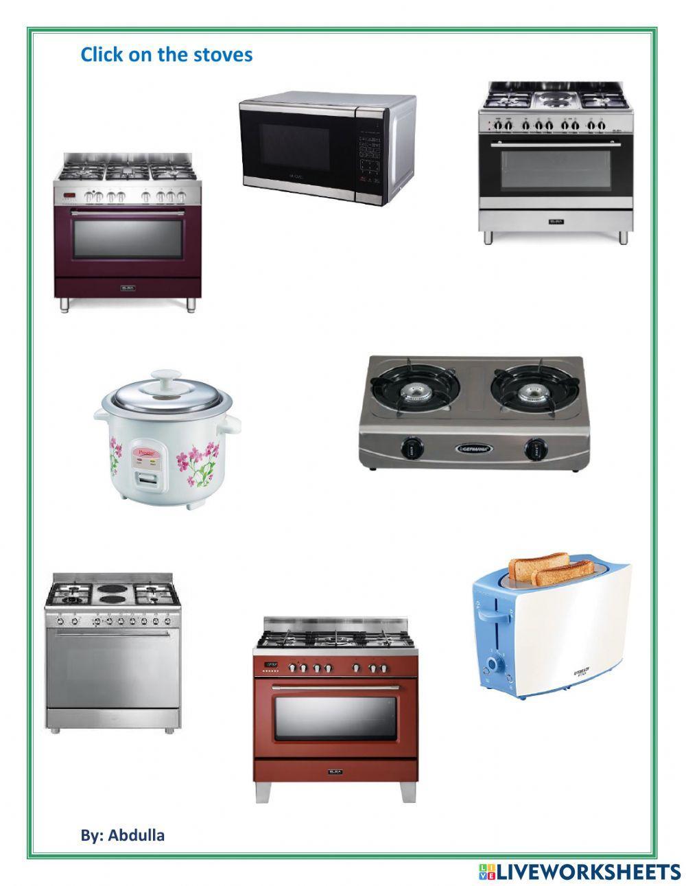Click on the stoves worksheet | Live Worksheets