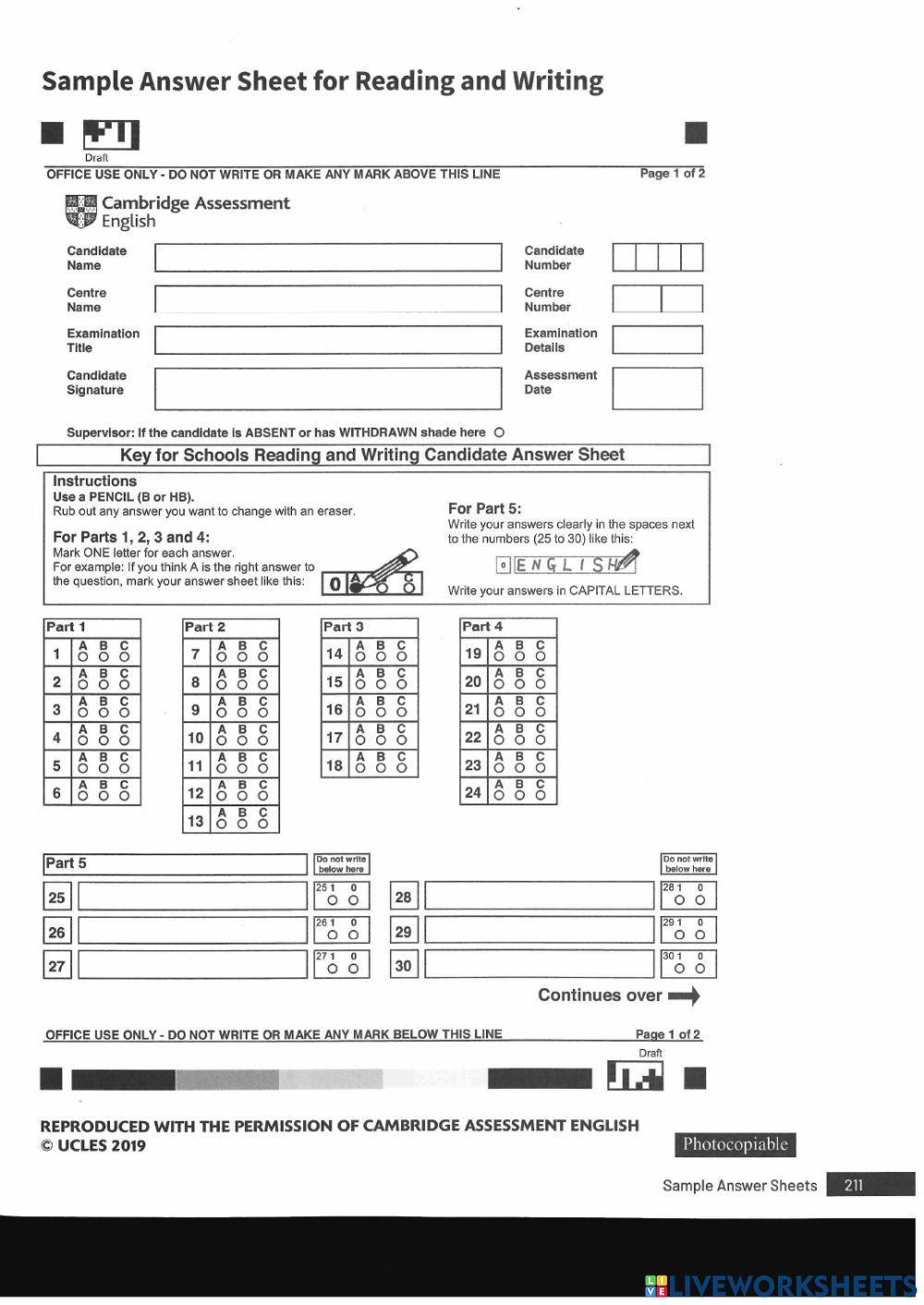 KEY 2020 - KEYTr - Test 3 READING - USE OF ENGLISH online exercise for ...