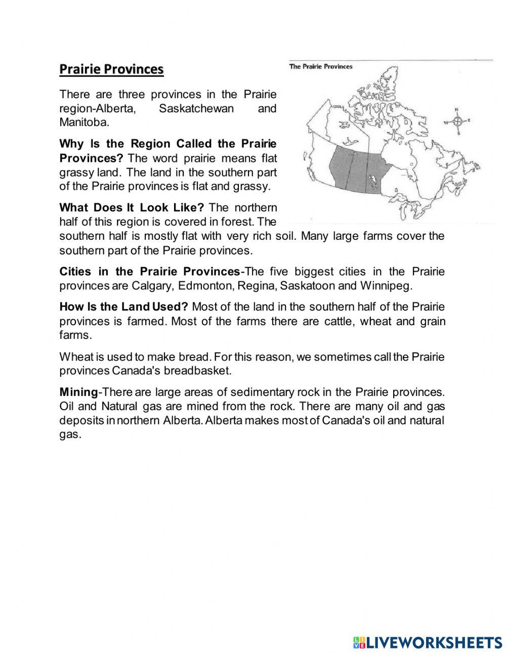 Prairie Region online exercise for | Live Worksheets