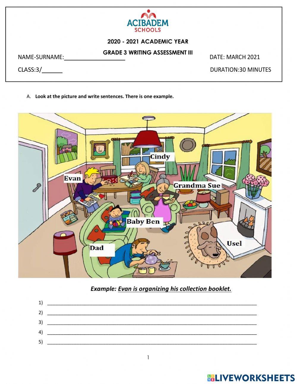 844870 | Acıbadem Schools3rd Grade Writing Assessment 3