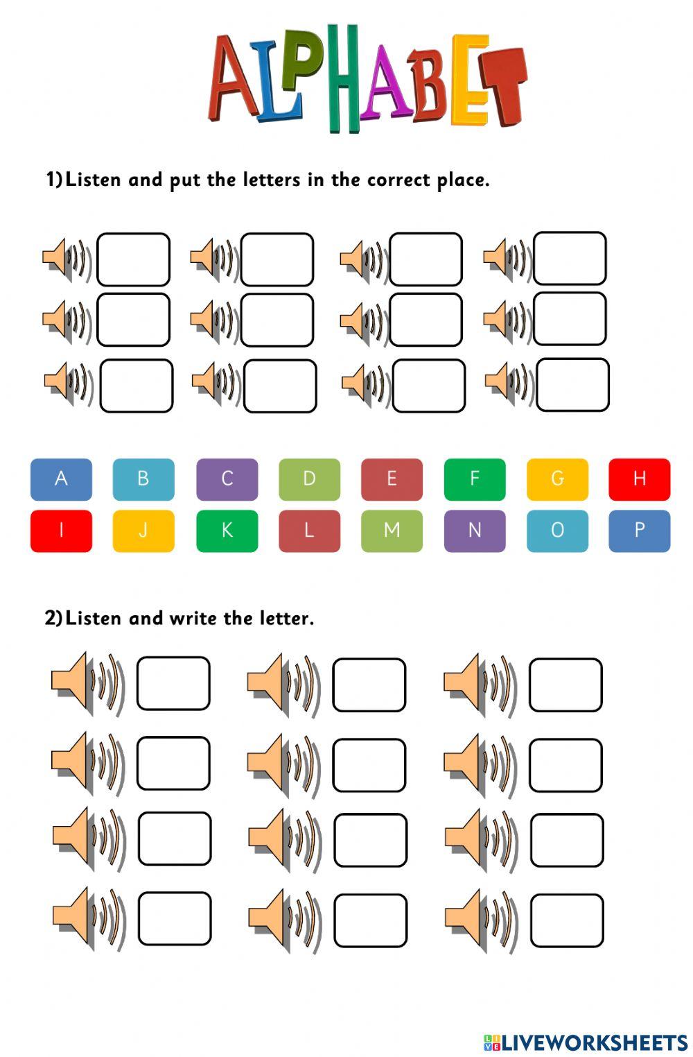 Alphabet A-P activity | Live Worksheets