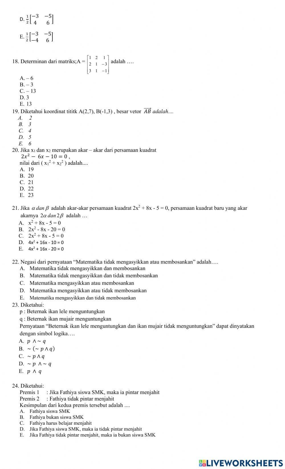 Mate 2021 worksheet | Live Worksheets