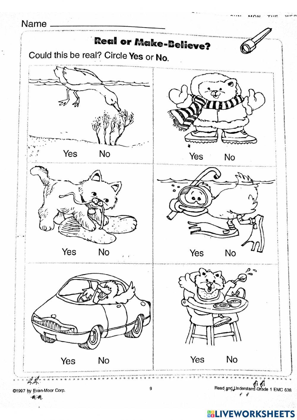 Reality - Fantasy (Pictures) Pt 1 online exercise for | Live Worksheets