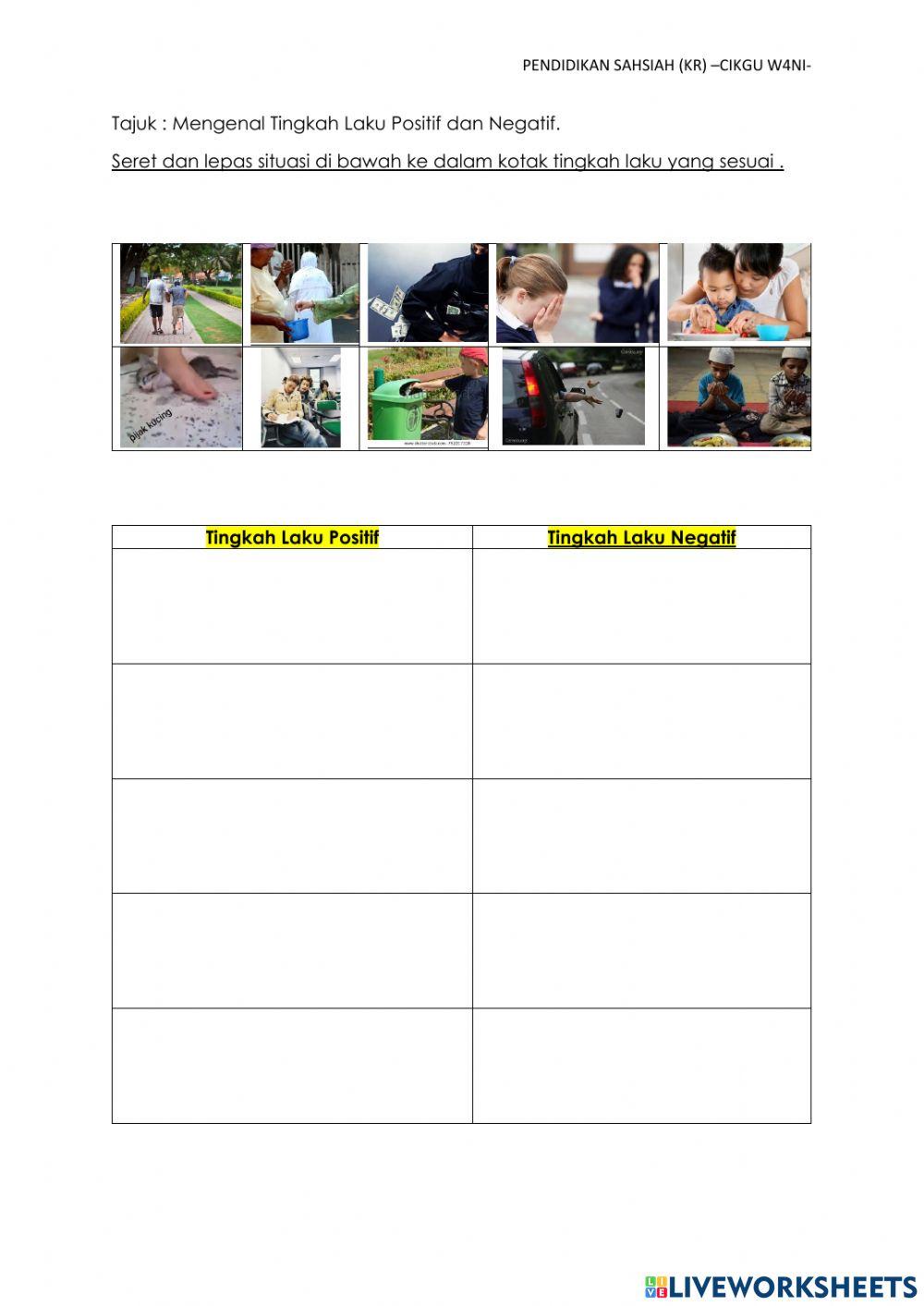 Pendidikan Sahsiah exercise | Live Worksheets