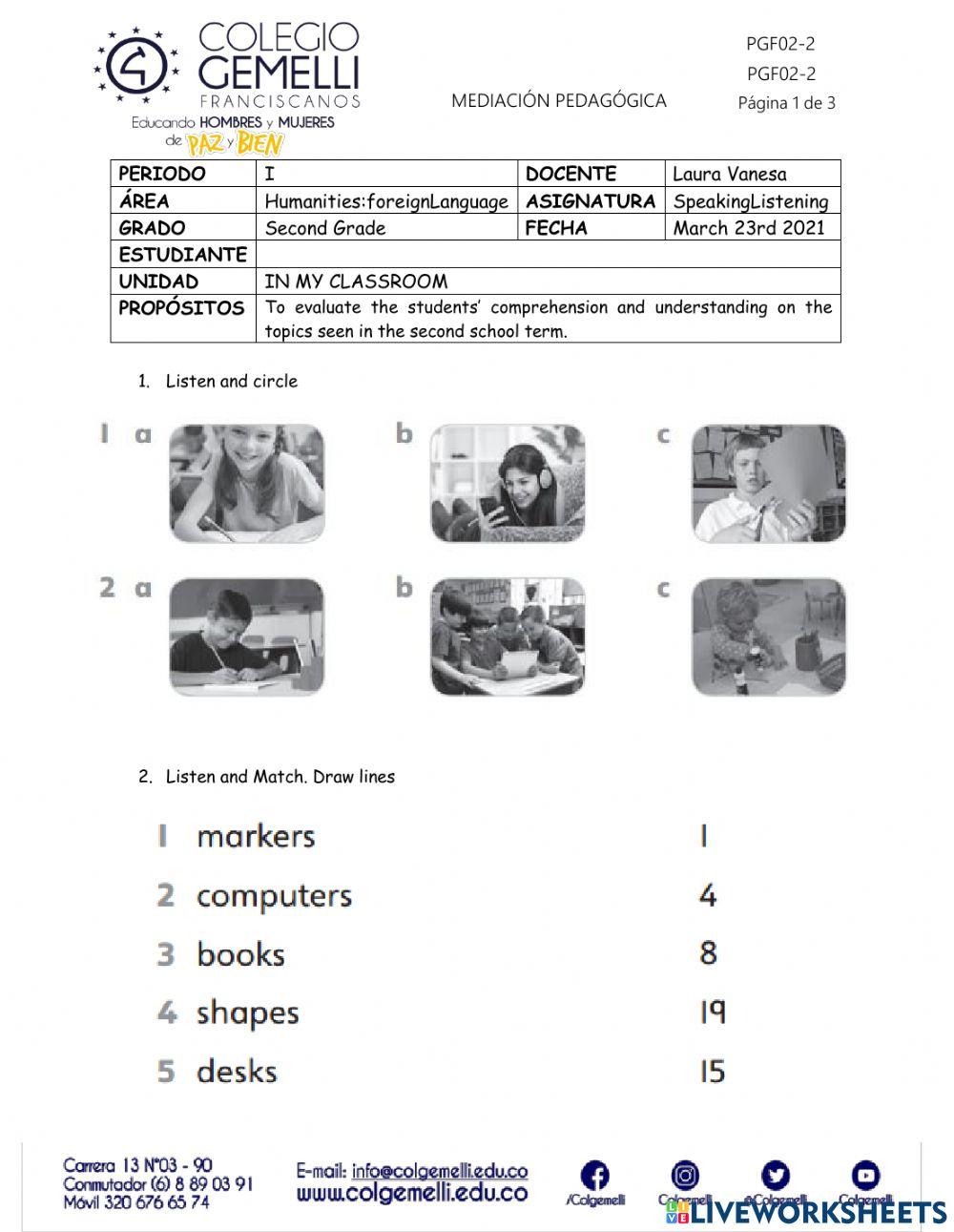 In my classroom activity | Live Worksheets