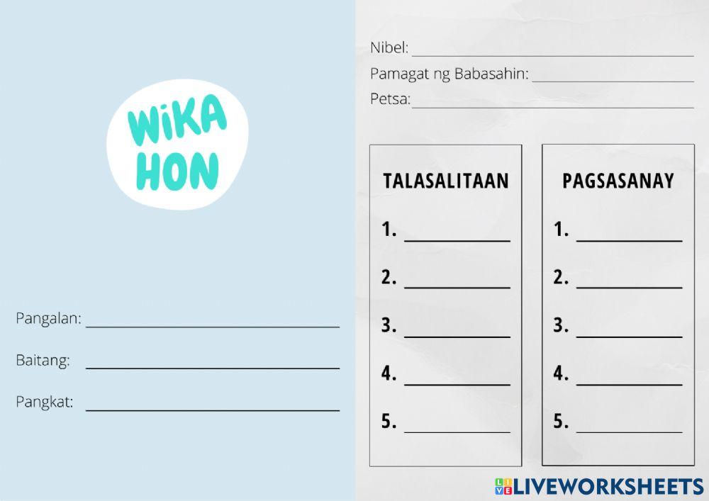 Filipino DAILY Answer Sheet - 5-5 - Ang Pinakbet worksheet | Live ...