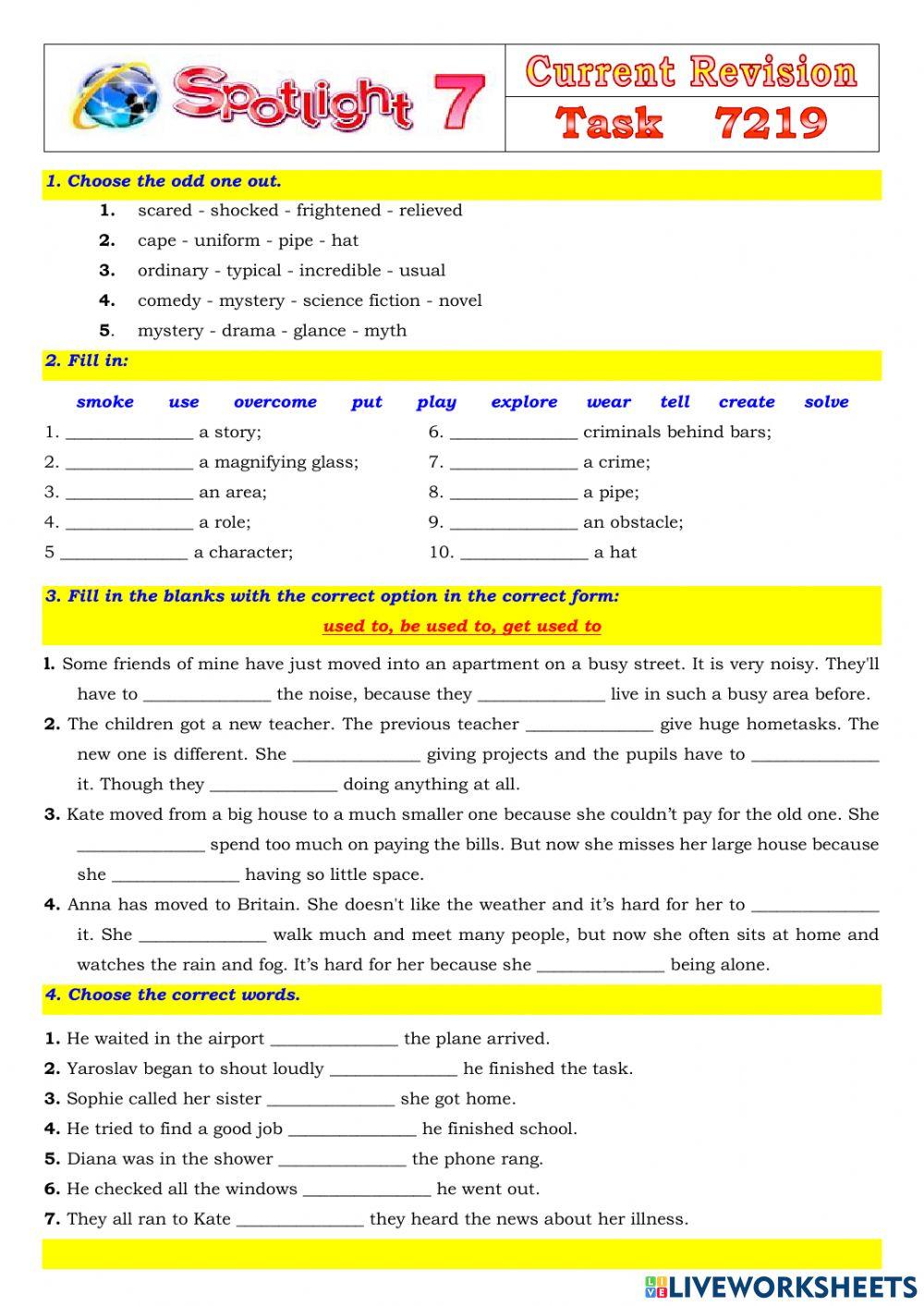 Spotlight 7 Task 7219 worksheet | Live Worksheets