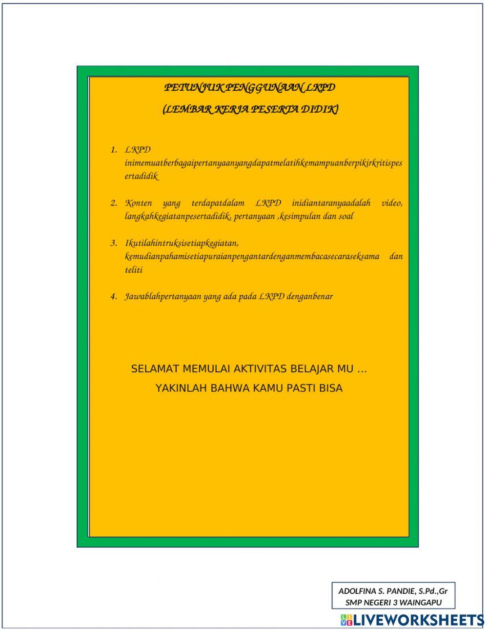 Latihan E-LKPD sistem ekskresi 1 worksheet | Live Worksheets