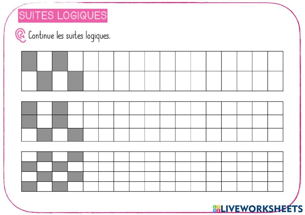 Suite logique-3 worksheet | Live Worksheets