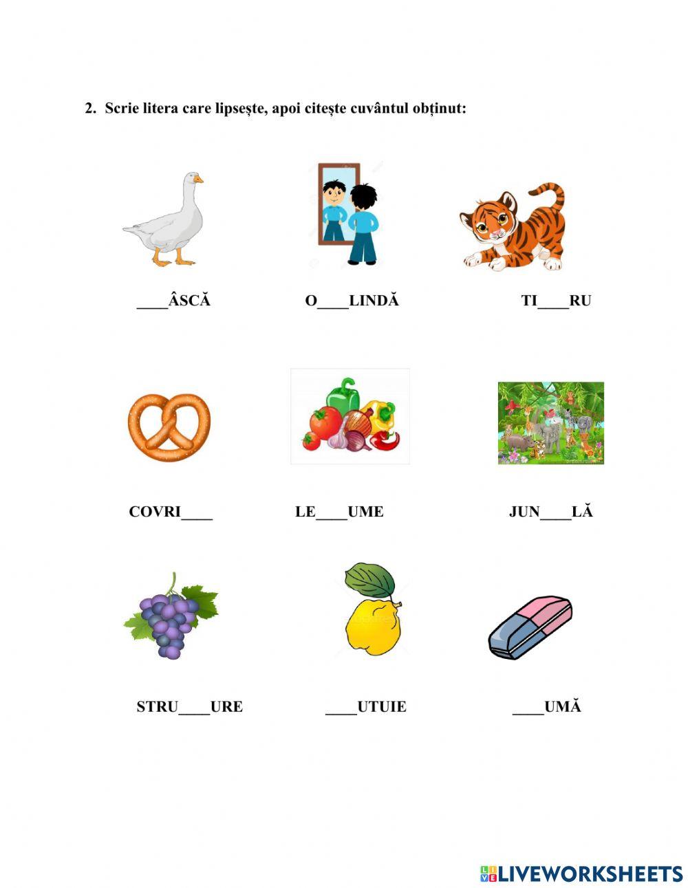 Sunetul G worksheet | Live Worksheets