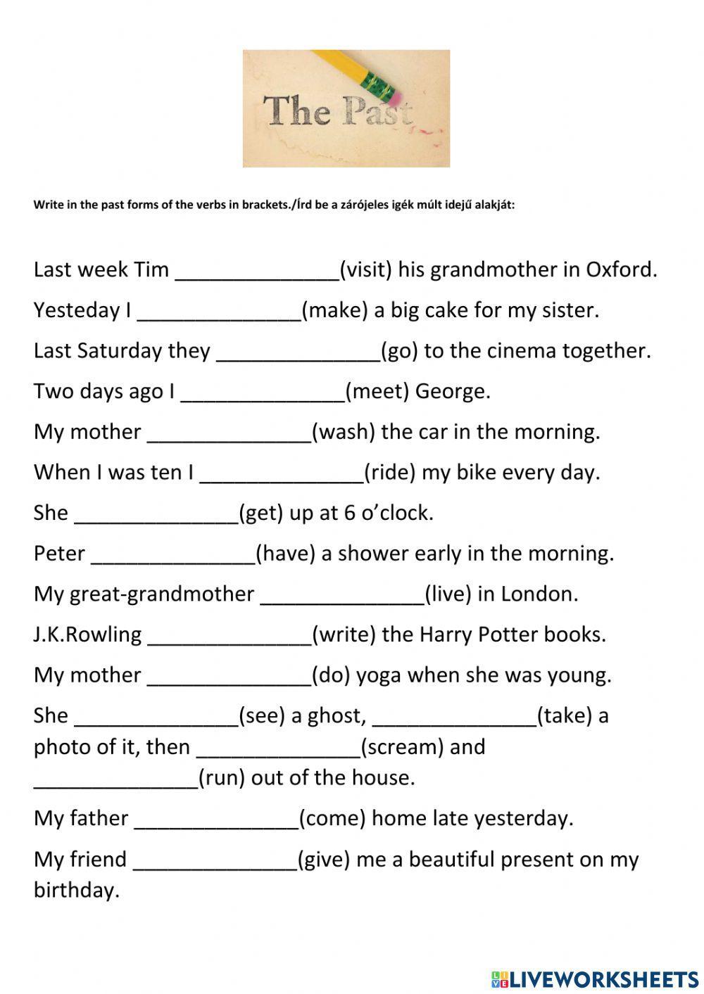 Irregular verbs online exercise for Grade:5 | Live Worksheets