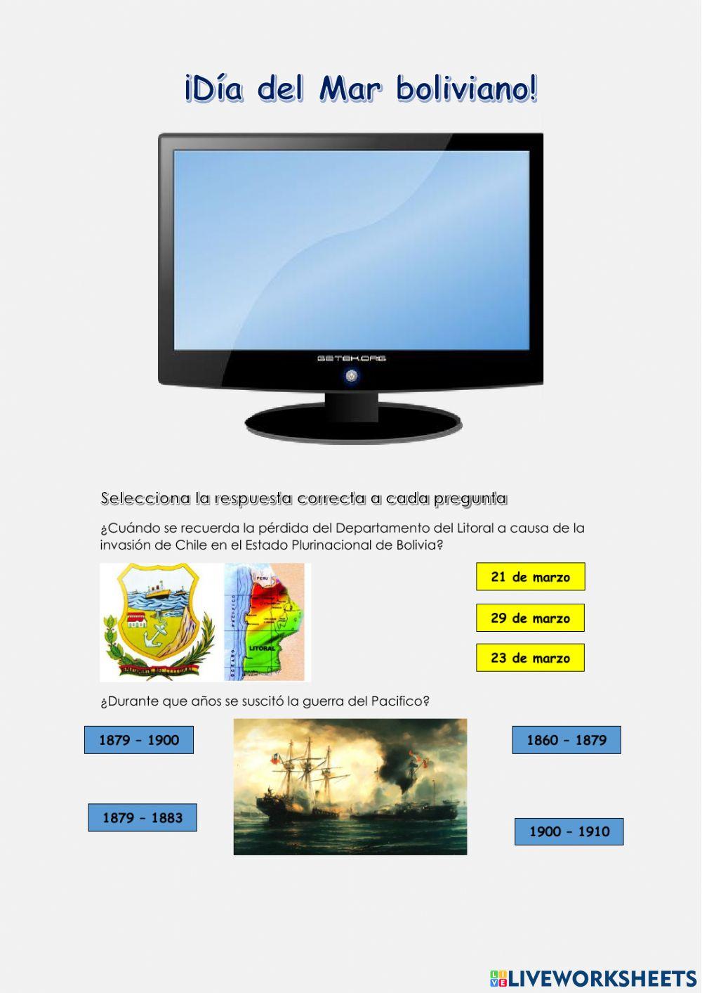 Día del mar boliviano interactive worksheet | Live Worksheets