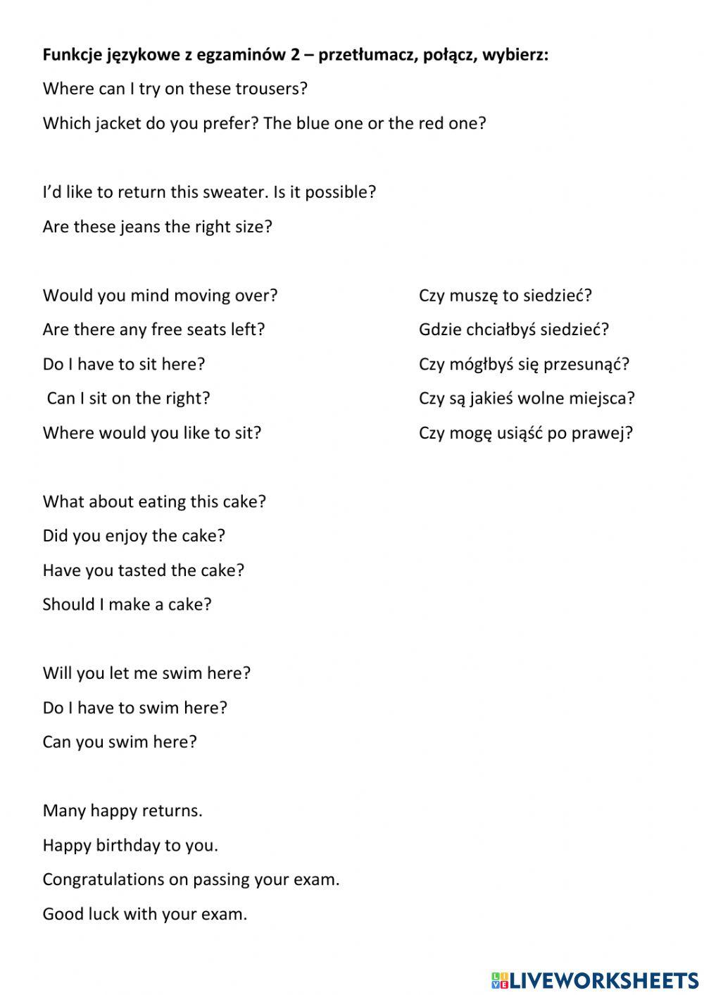 Language functi… | Free Interactive Worksheets | 848309