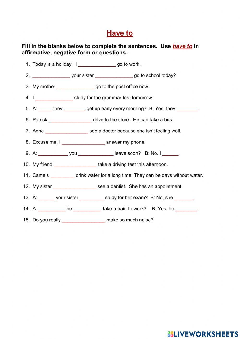 Have to online activity for Basic | Live Worksheets
