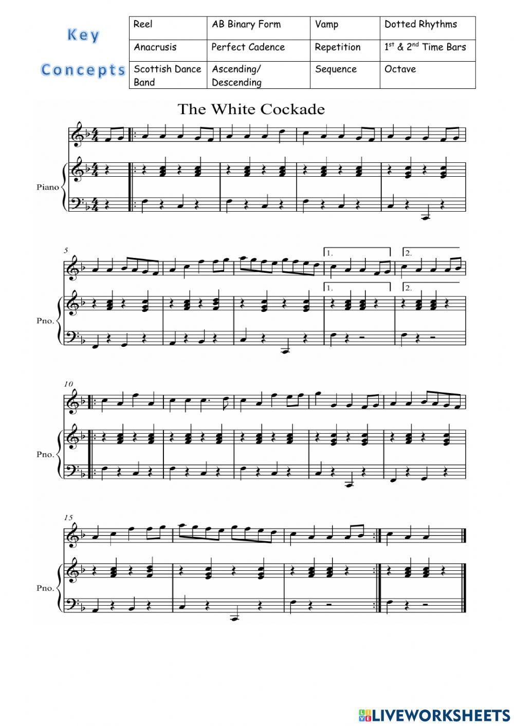 White Cockade L… | Free Interactive Worksheets | 848416