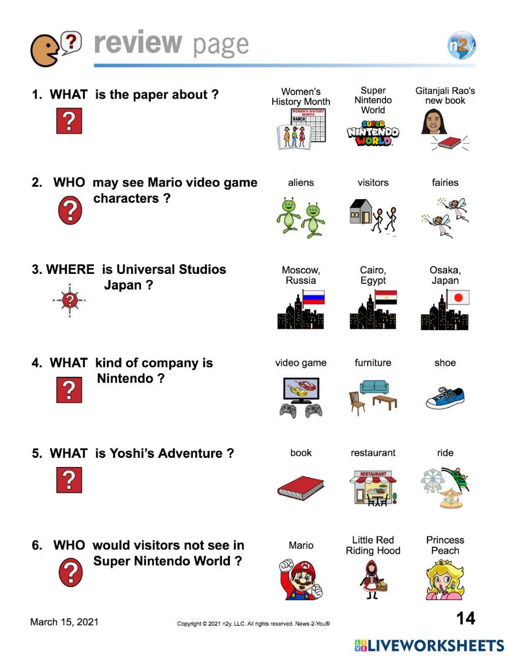 N2Y March2021 Super Nintendo Review Page online exercise for | Live ...