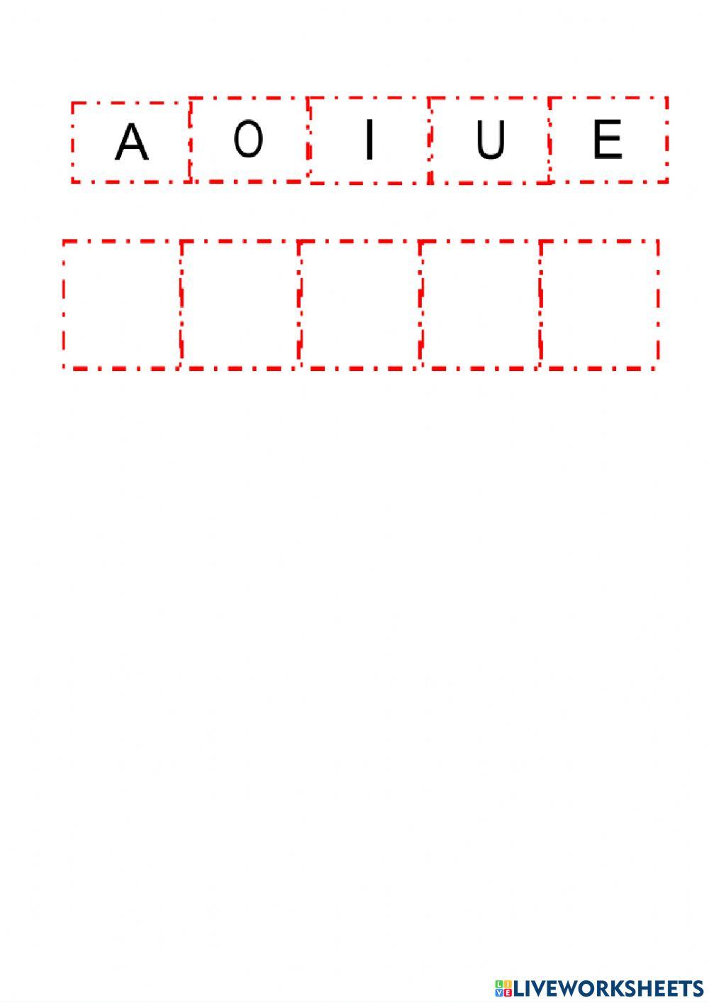 Ordena las vocales worksheet | Live Worksheets