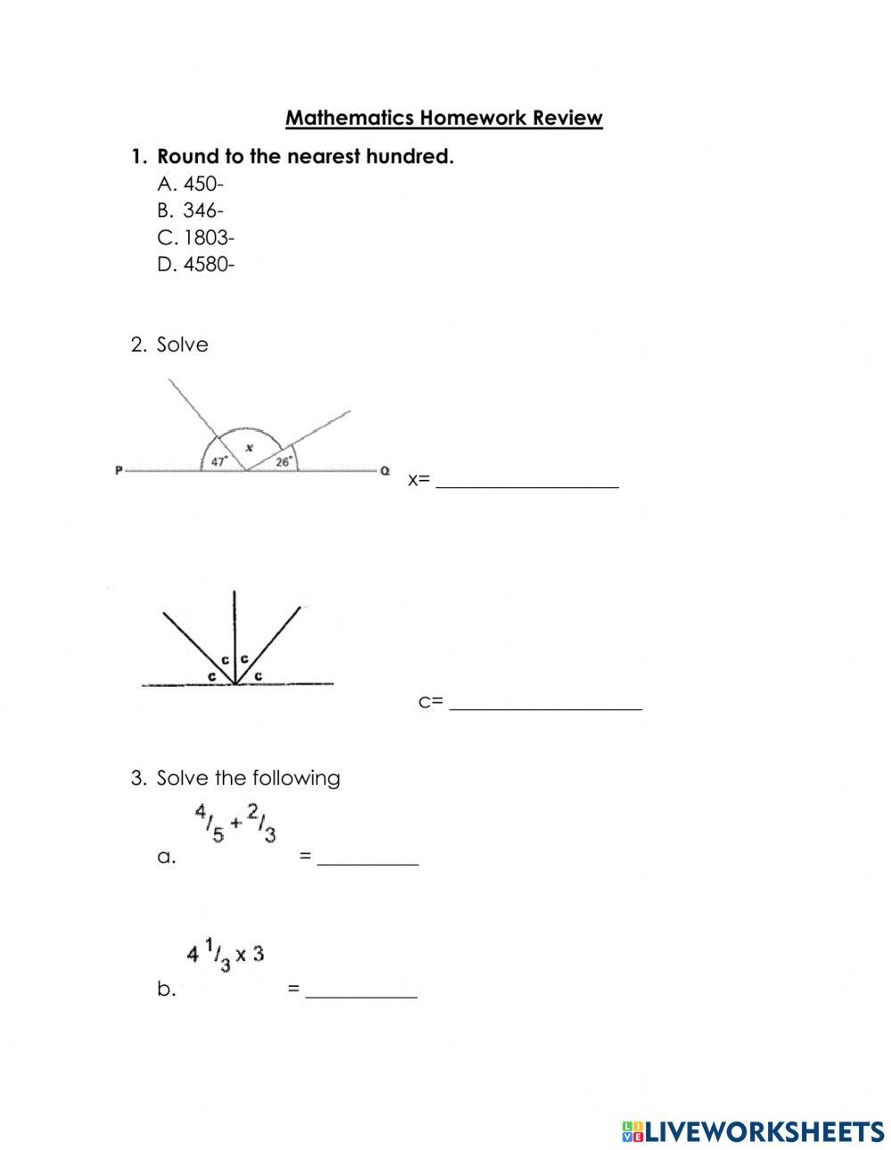 Maths Review activity | Live Worksheets
