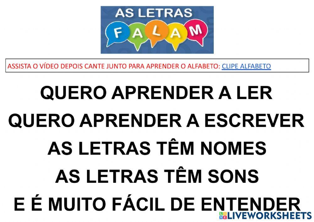 Letras falam alfabeto worksheet | Live Worksheets