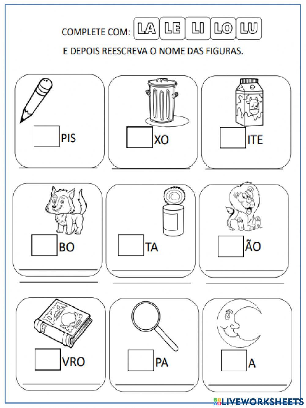 Letra L interactive activity for Alfabetização | Live Worksheets