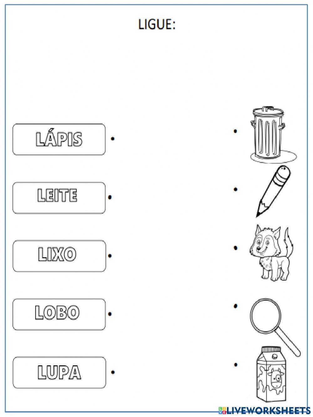 Letra L interactive activity for Alfabetização | Live Worksheets