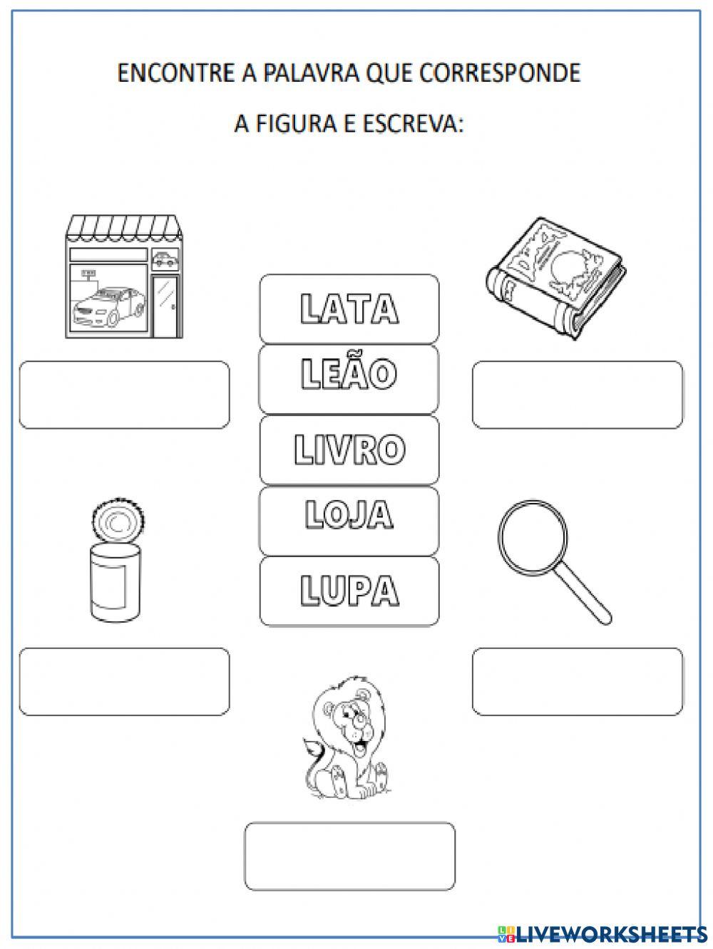 Letra L interactive activity for Alfabetização | Live Worksheets