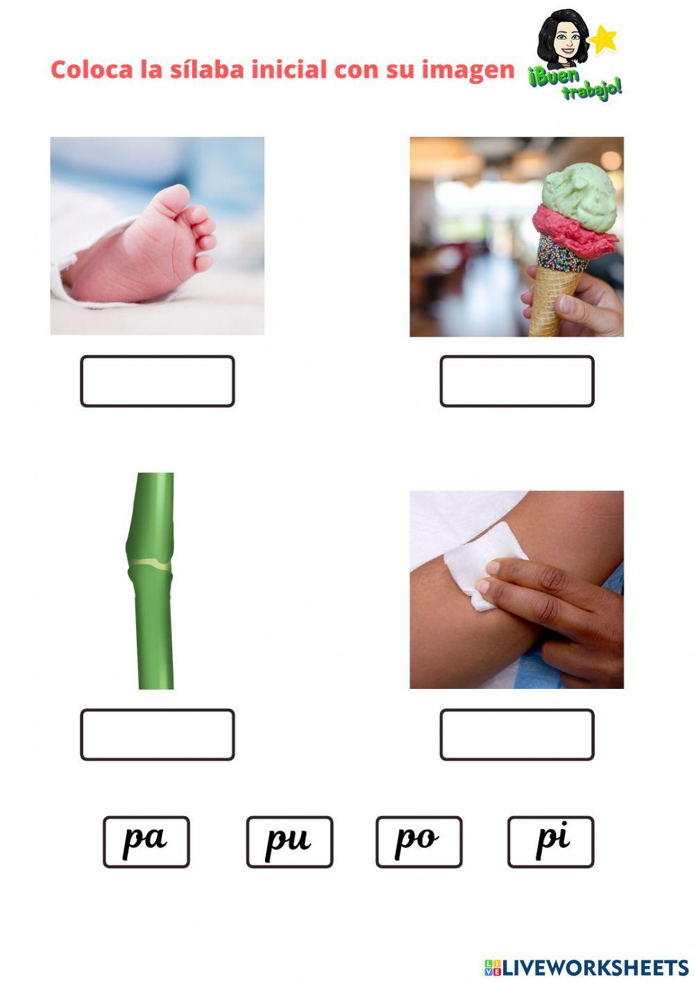 Palabras con p Lectoescritura exercise | Live Worksheets