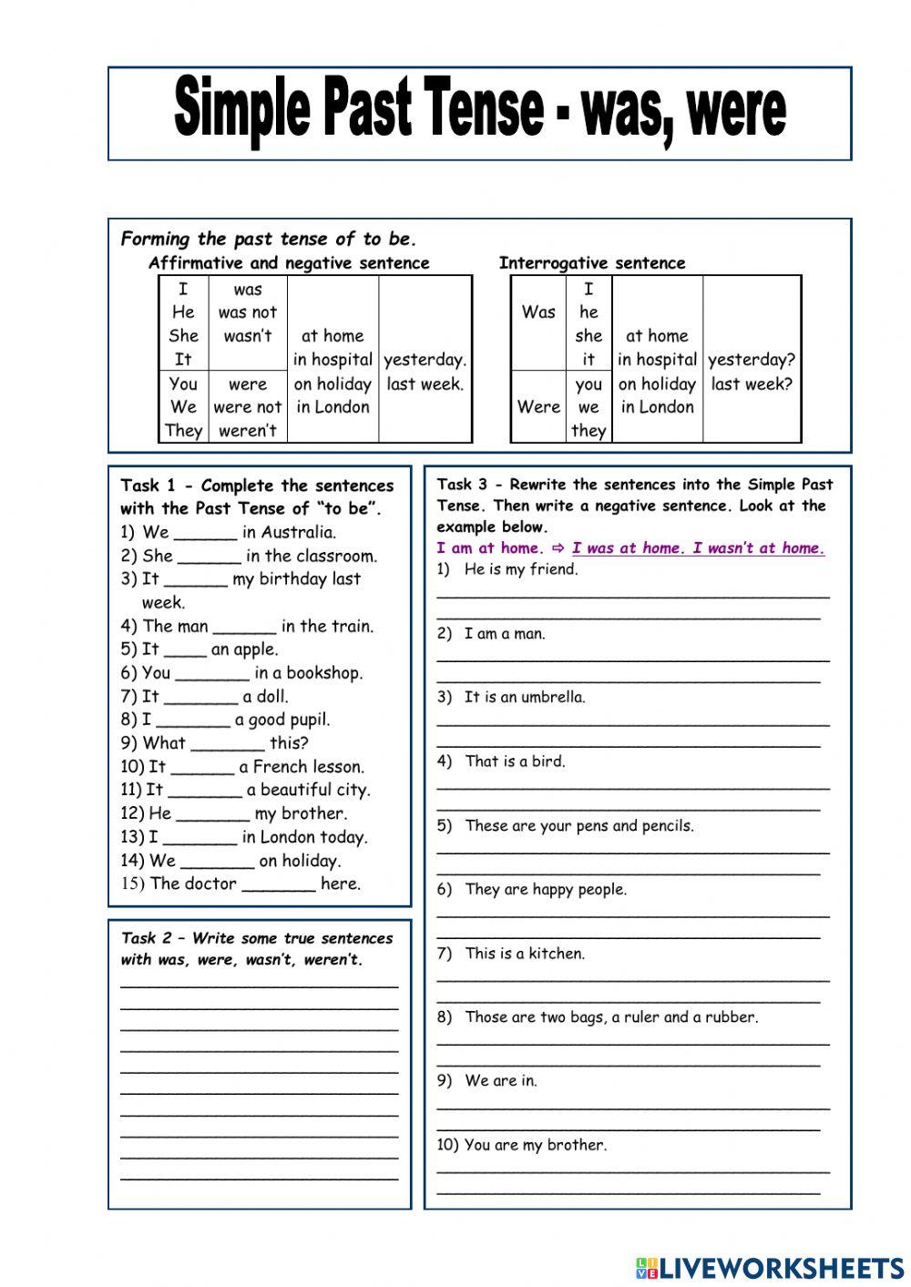 Simple past online exercise for 3 | Live Worksheets