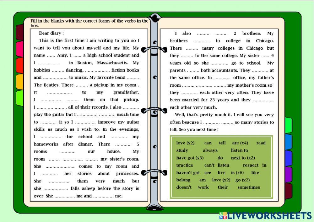 6500587 | Diary .fill in the blanks | Blanca Monica Ruiz