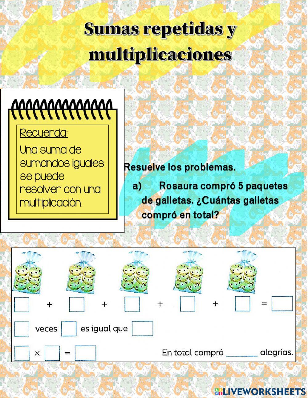 Sumas iteradas online exercise | Live Worksheets
