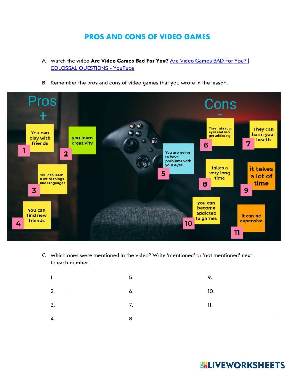 Are Video Games Bad For You- Pros and Cons of Video Games online ...
