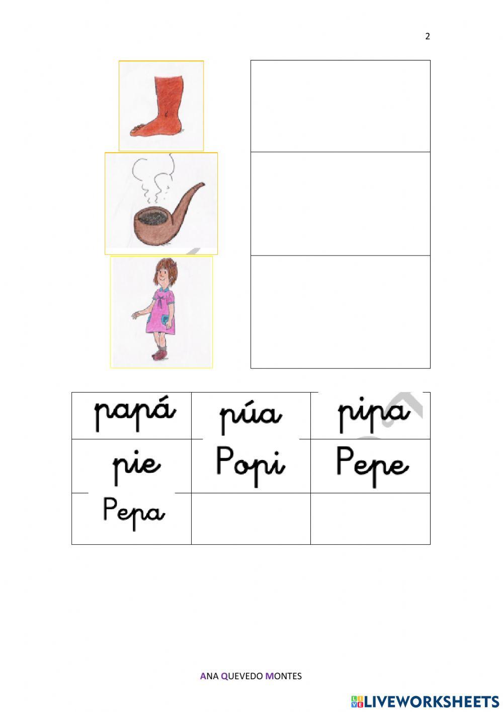 Letra P-1 worksheet | Live Worksheets
