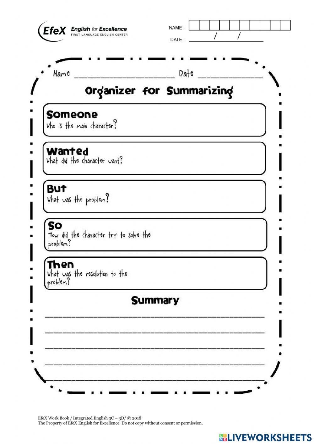 Efex, IE 3D Summary worksheet | Live Worksheets