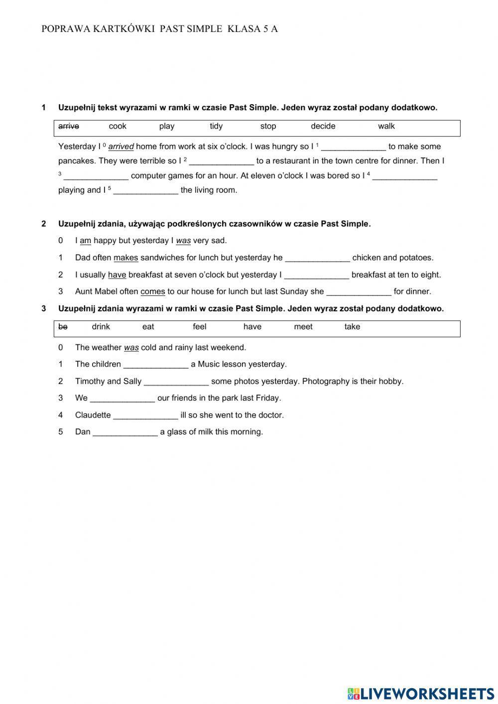 Past simple- po… | Free Interactive Worksheets | 851956