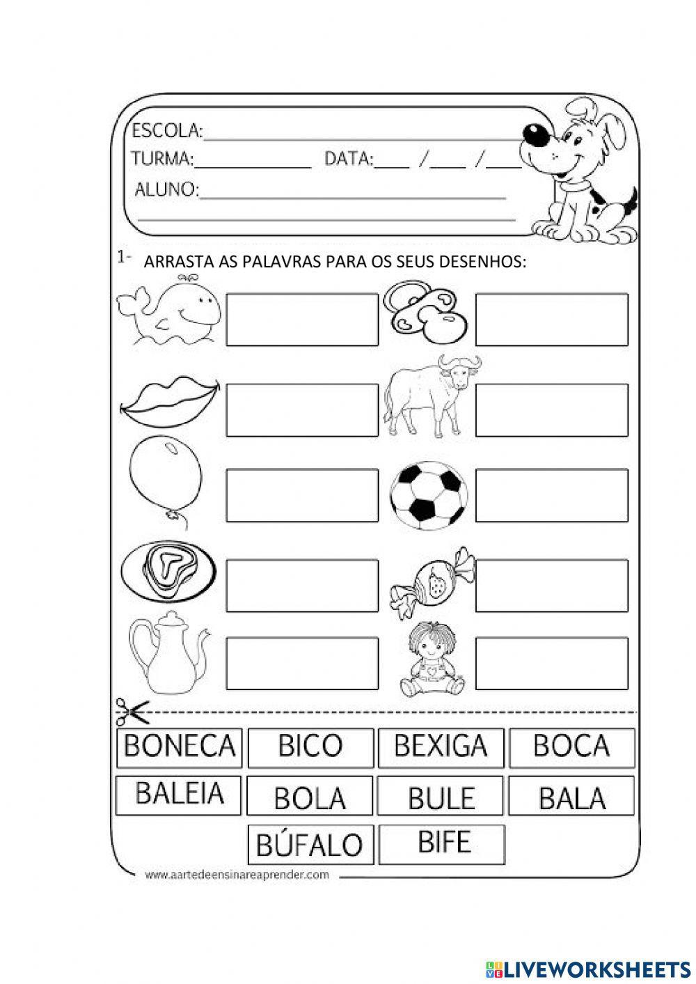Letra b worksheet for 2 | Live Worksheets